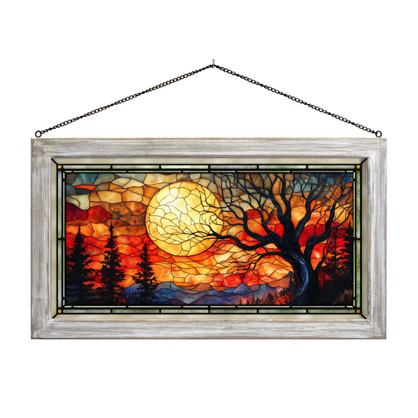 Autumn's Eerie Embers - 13" x 23" Stained Glass Art Stained Glass Art ...