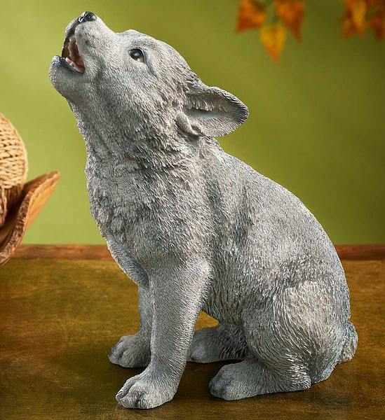 Tiny Howl-Wolf Sculpture from Wild Wings